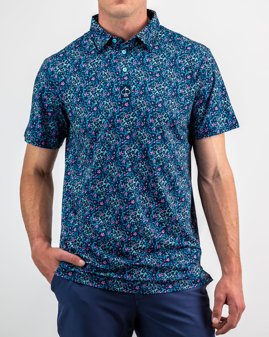 Men's Fluorescent Floral Golf Polo