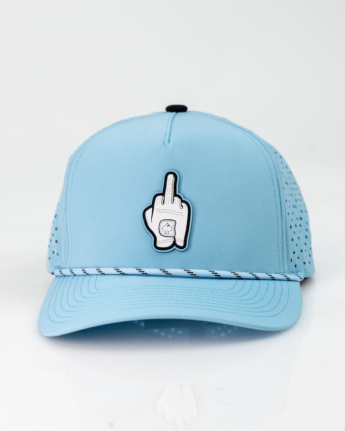 Middle Finger Baby Blue Perforated Rope Hat | Stylish Golf Hat with ...