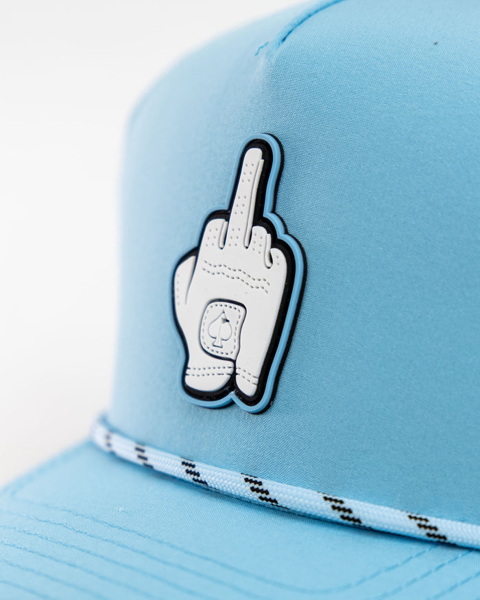 Middle Finger Baby Blue Perforated Rope Hat | Stylish Golf Hat with ...