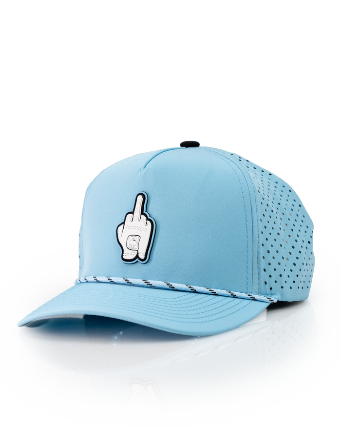 Middle Finger Baby Blue Perforated Rope Hat | Stylish Golf Hat with ...