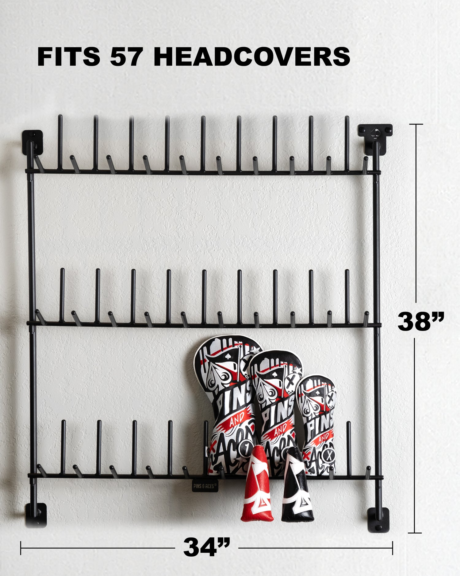 "Pins & Aces Headcover Rack: Show Off Your Swag on the Course"