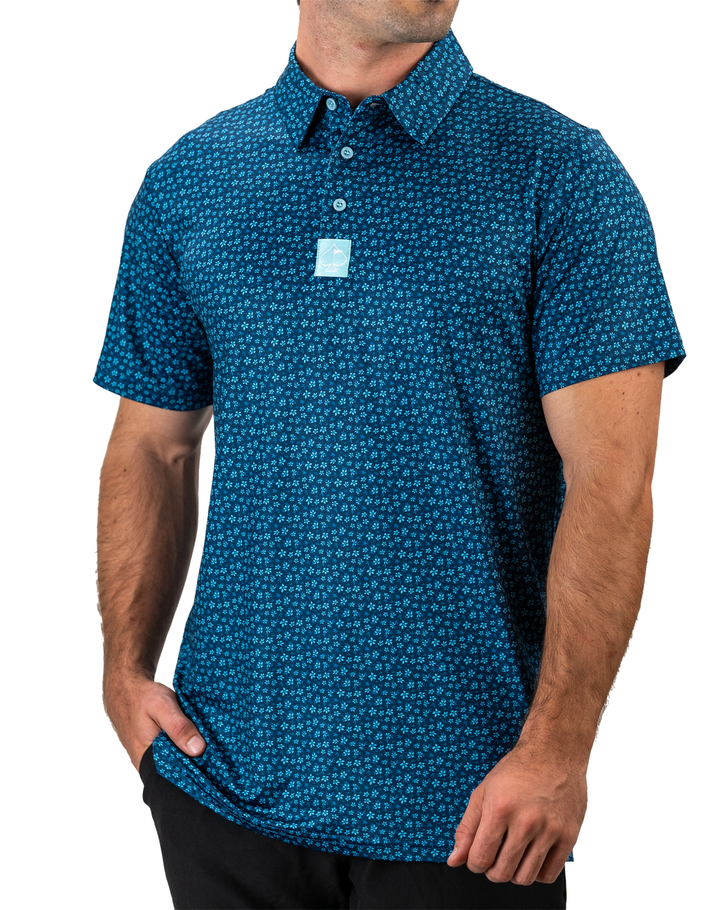 Men's Spade Golf Polo | Micro Floral - Blue